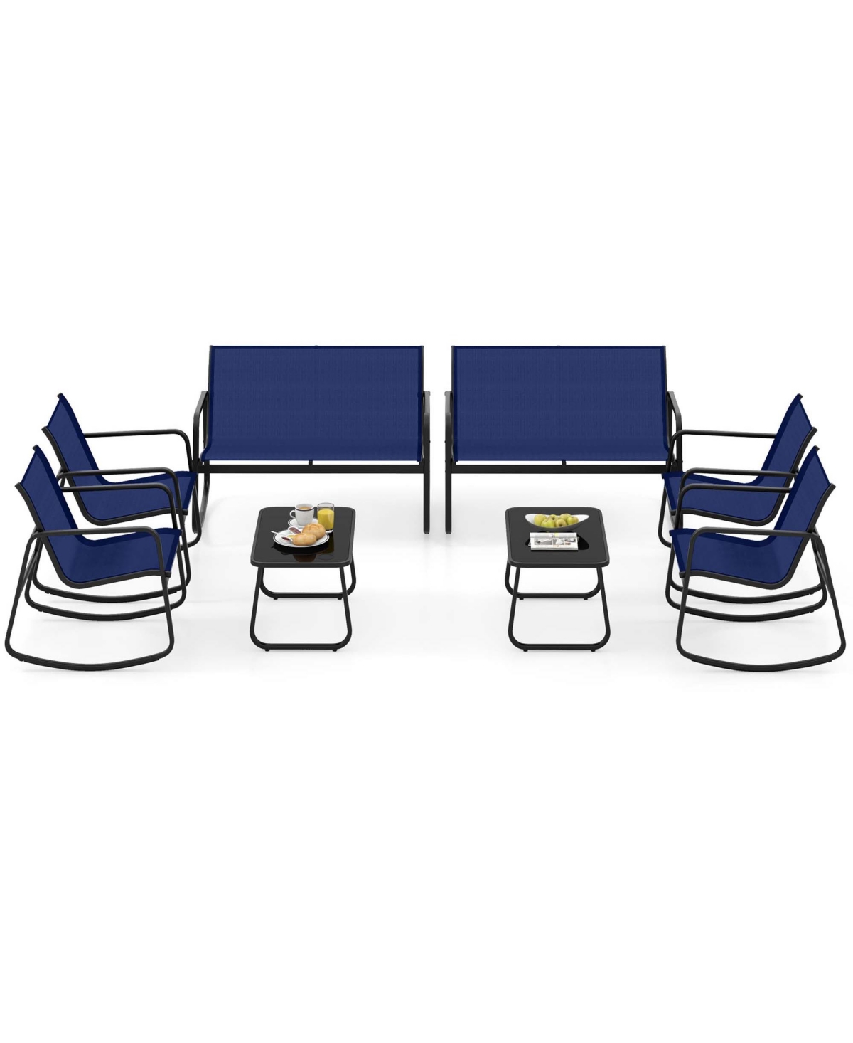 Click here for 8 Pcs Patio Rocking Set 4 Rocking Chairs & Lovesea... prices