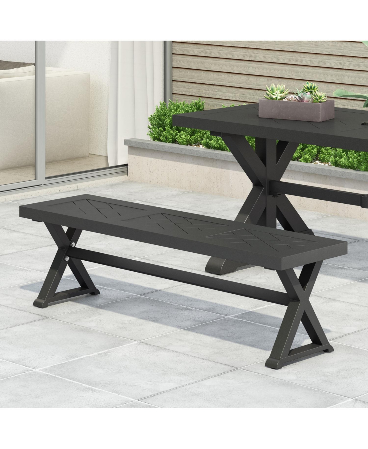 Click here for Streamdale Outdoor Dining Bench  Antique Matte Bla... prices