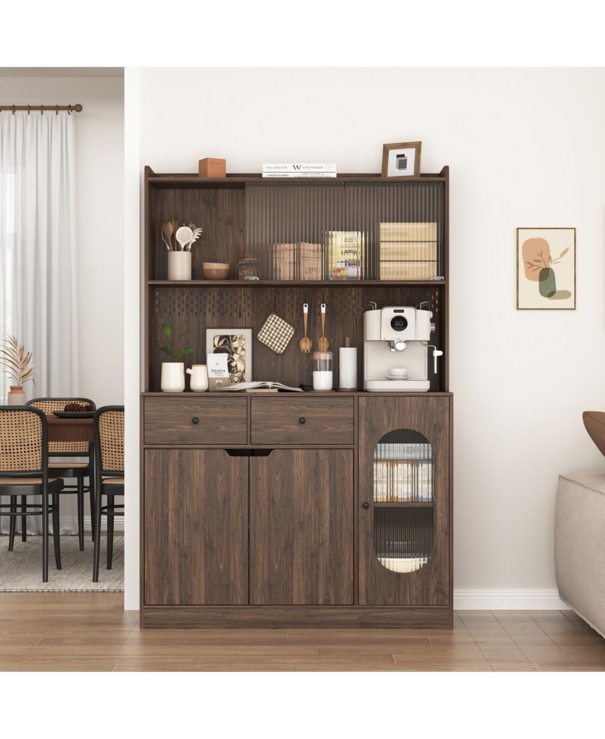 Click here for Streamdale 71" Tall Kitchen Cabinet with Reed... prices