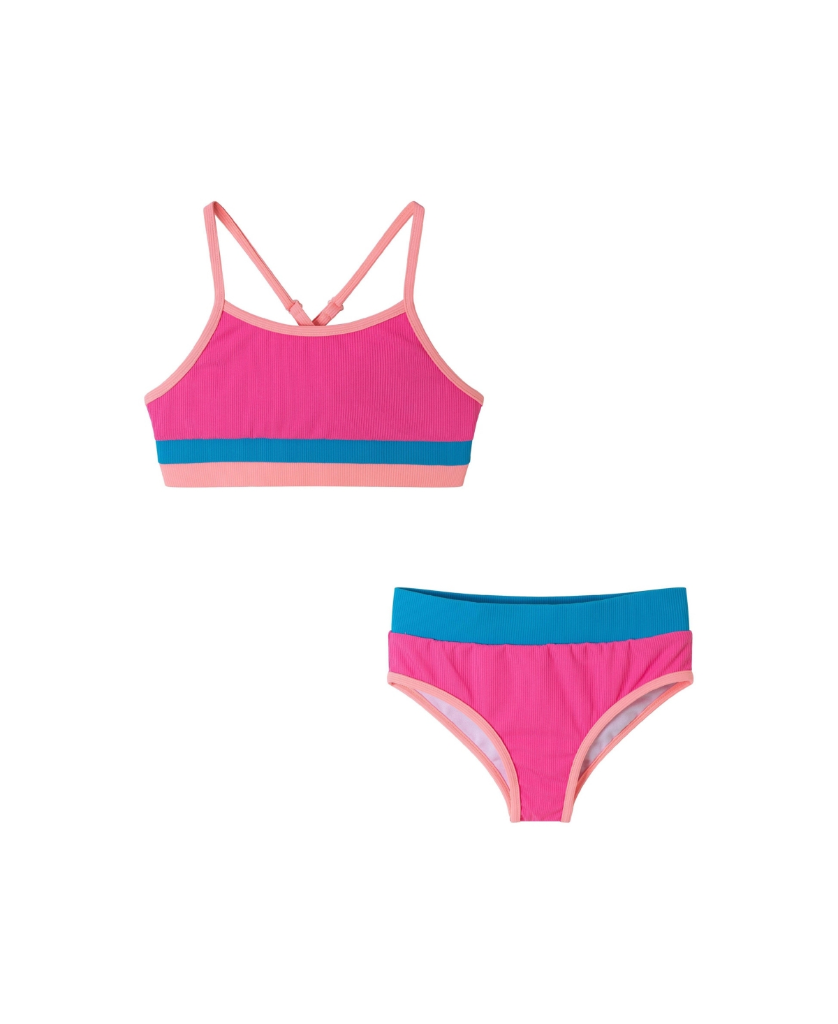 Click here for Toddler/Child Girls Ribbed Colorblock Two-Piece Sw... prices
