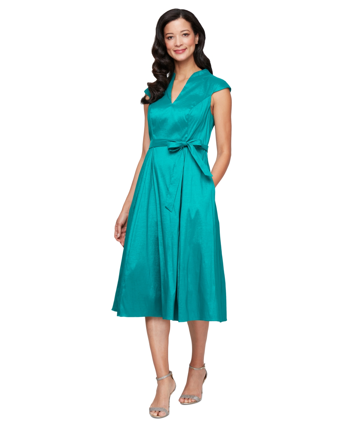 Click here for Alex Evenings Womens Belted A-Line Dress - Hot Tea... prices