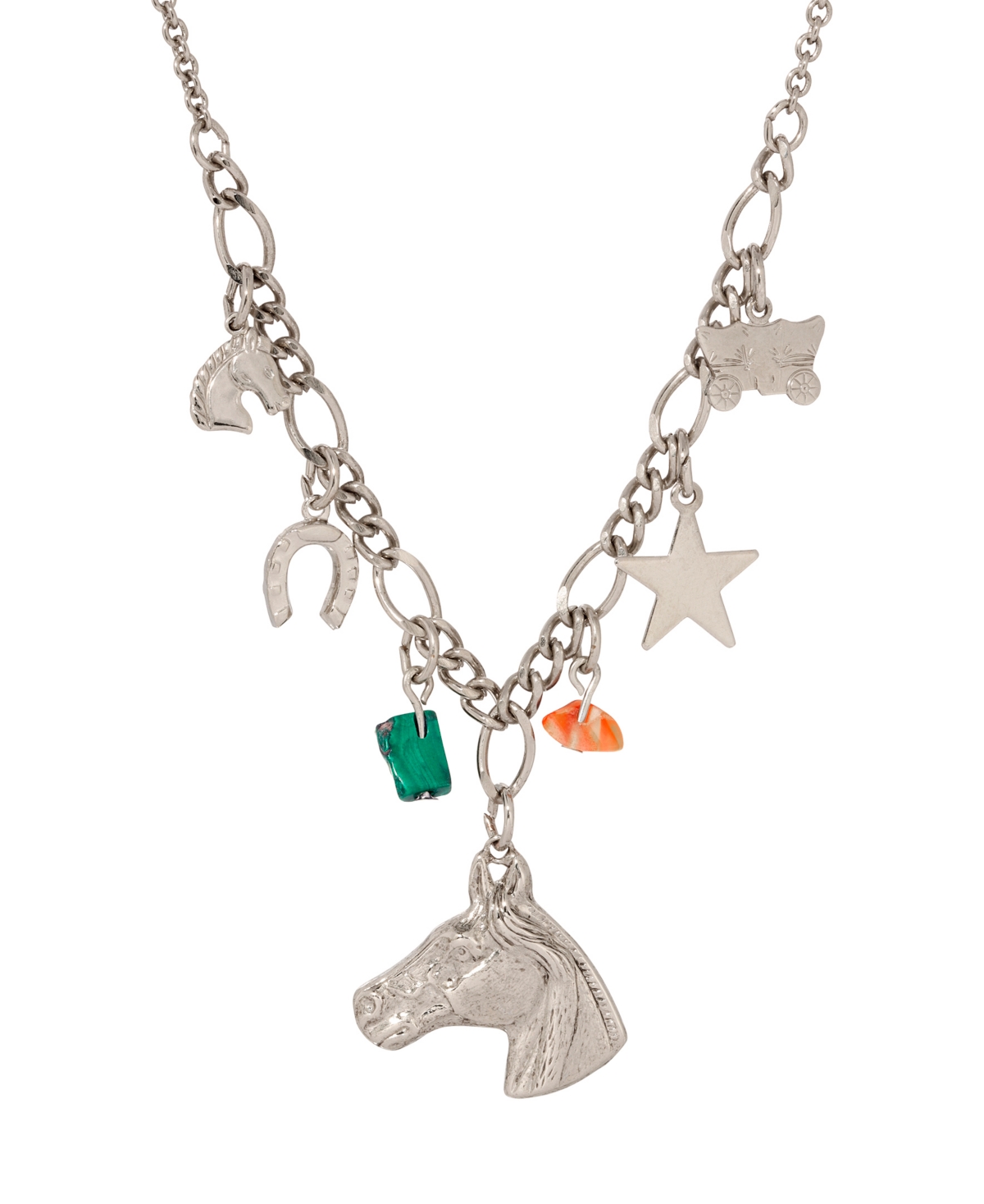 Click here for 2028 Semi-Precious Horse Bib Necklace - Gray prices