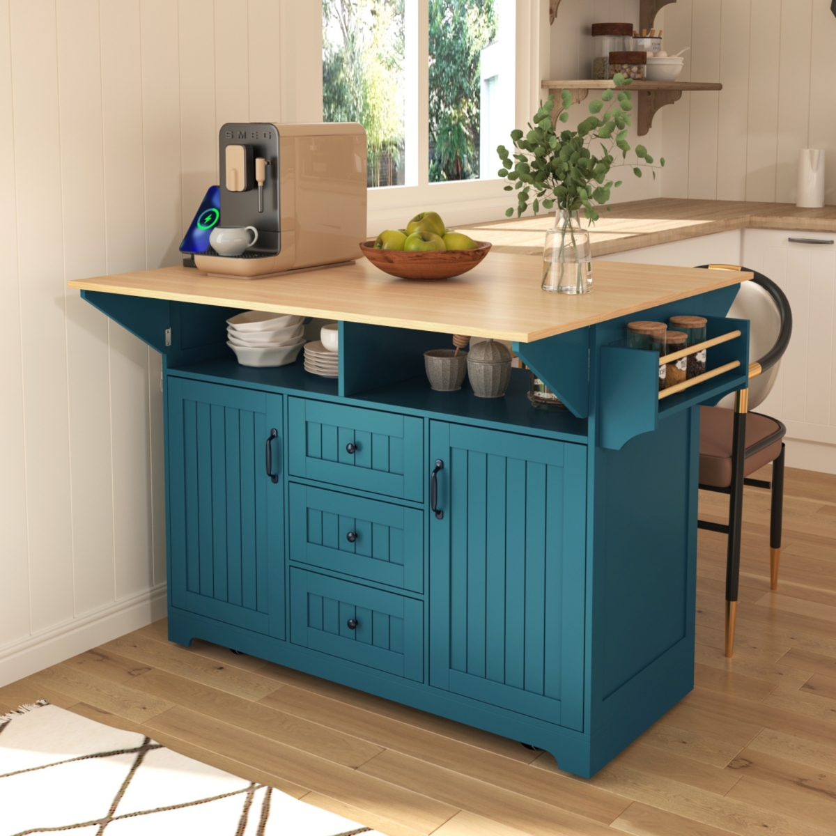 Click here for Streamdale Large 55.7" Kitchen Island with Dr... prices