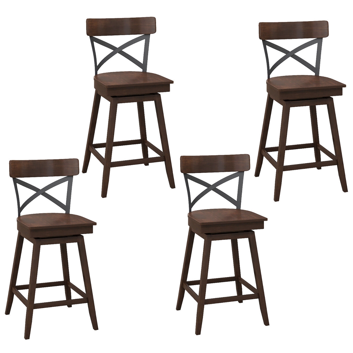 Click here for Gymax Set of 4 Wooden Swivel Bar Stools Counter He... prices