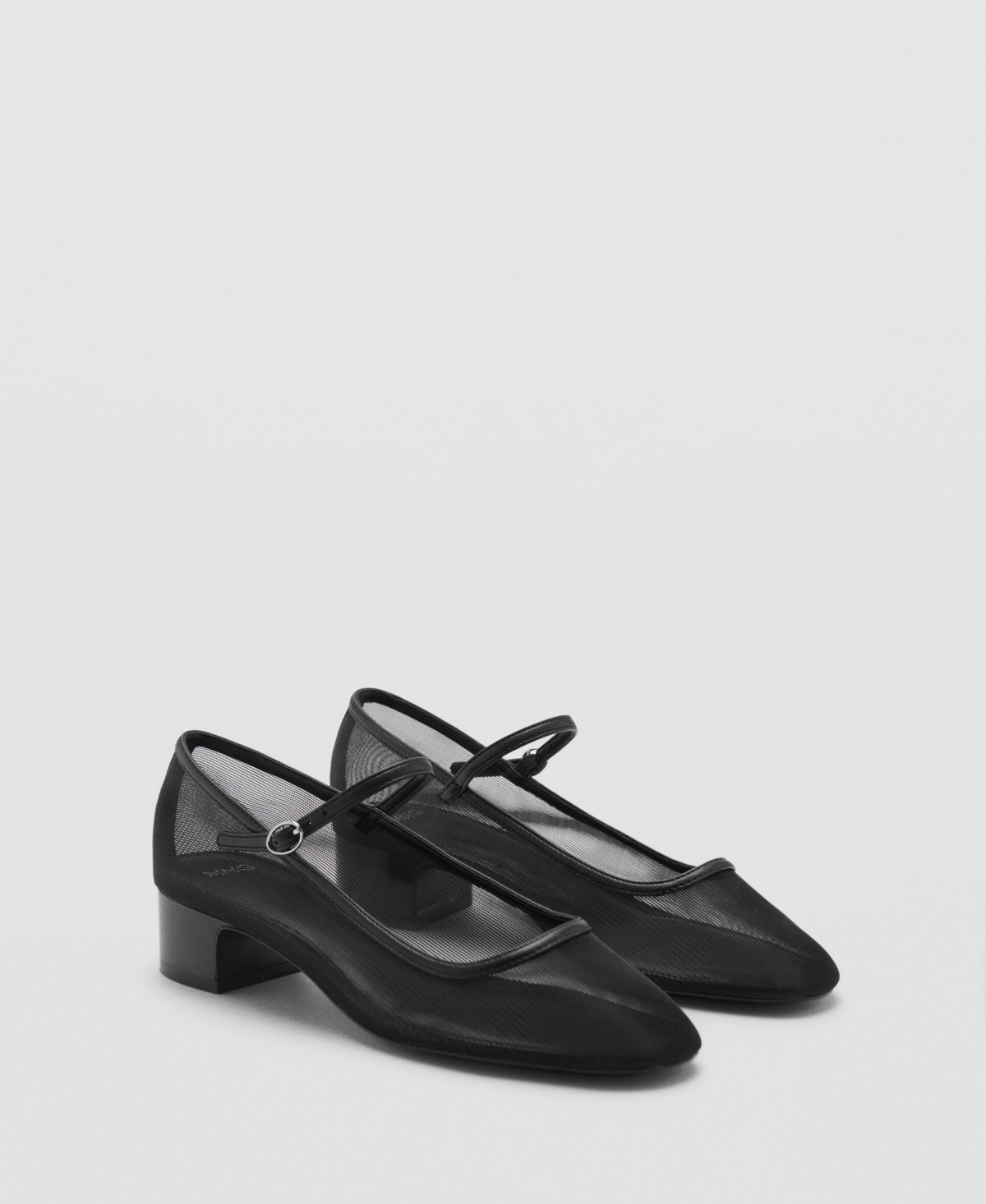 Click here for Mango Womens Buckle Strap Mesh Shoes - Black prices