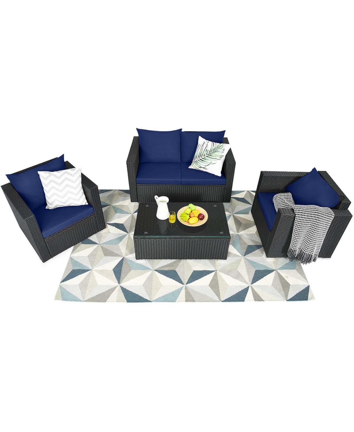 Click here for Gymax Set of 4 Rattan Furniture Set Cushioned Sofa... prices