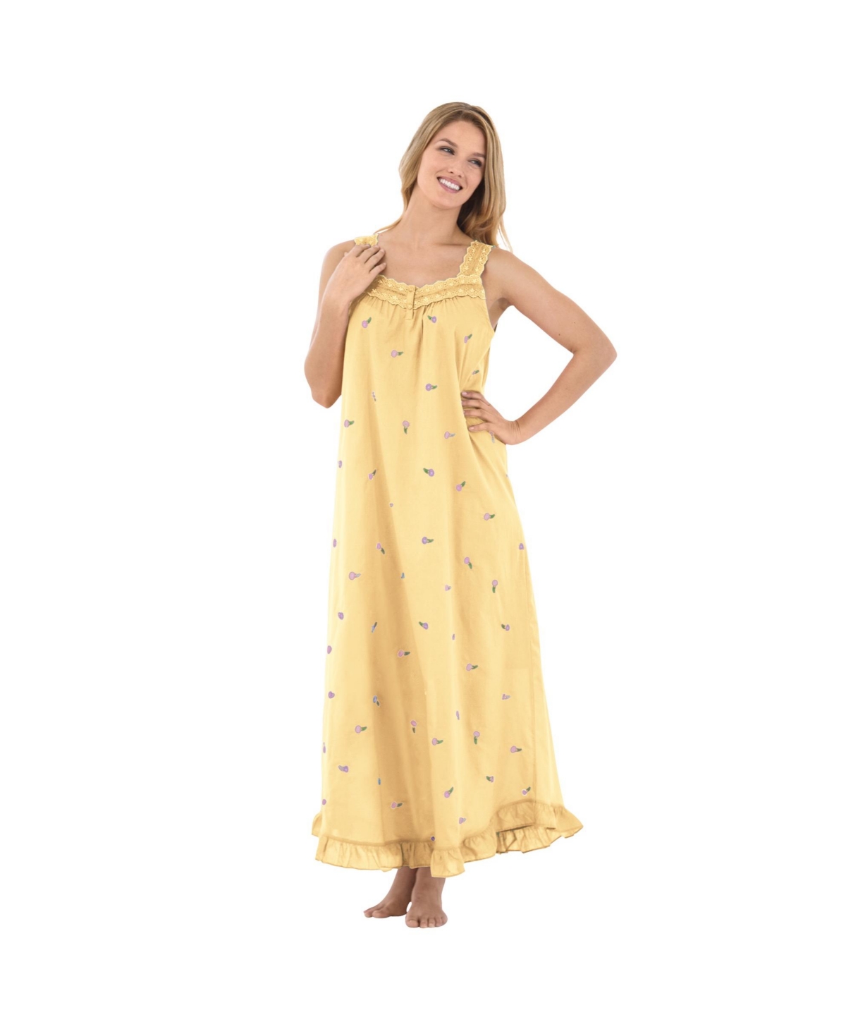 Click here for Dreams & Co. Womens Long Embroidered Gown - Banana prices