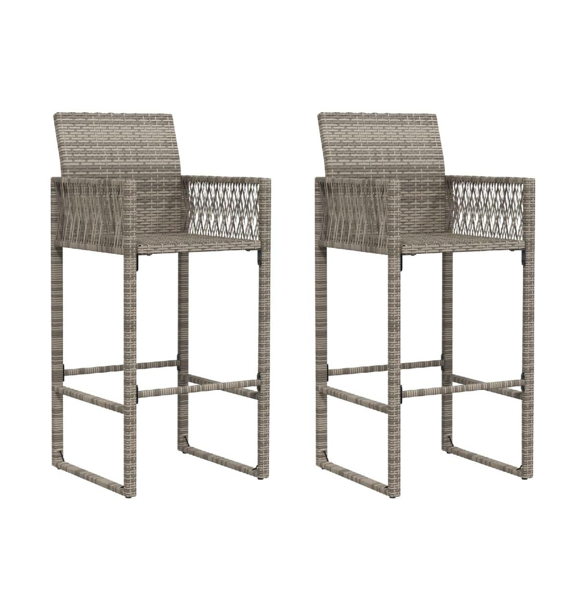 Click here for Patio Bar Stools 2 pcs Gray Poly Rattan - Gray prices