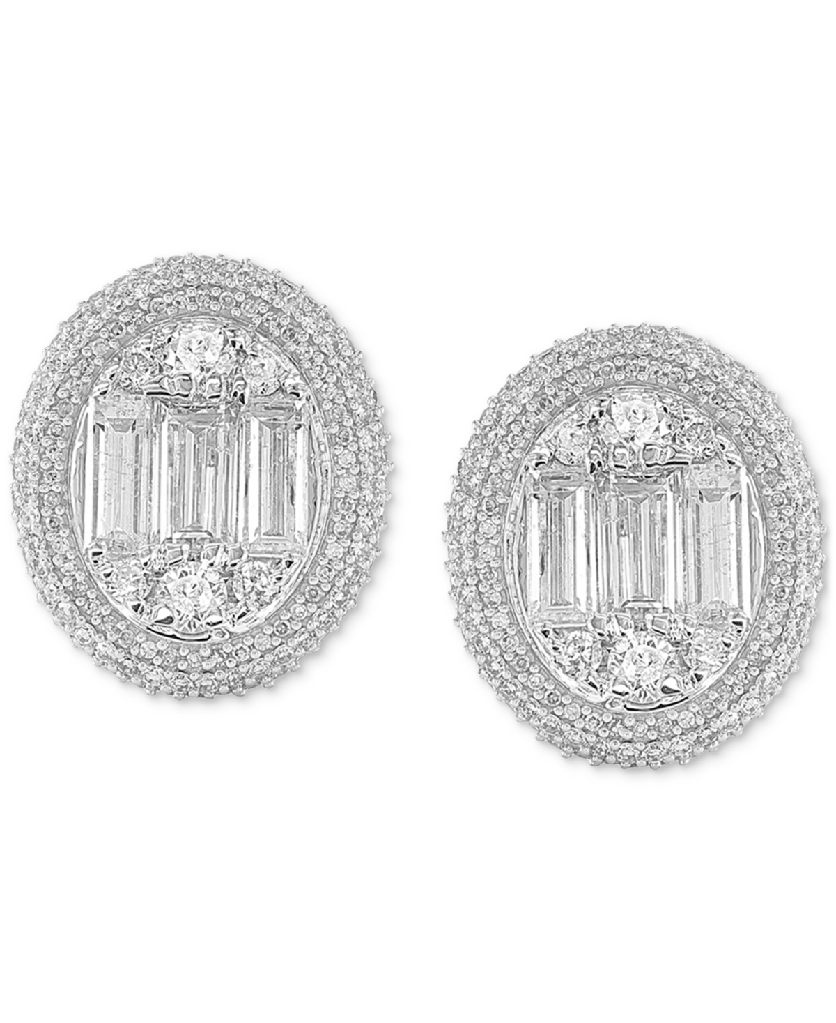 Click here for Diamond Round & Baguette Halo Cluster Earrings (1... prices