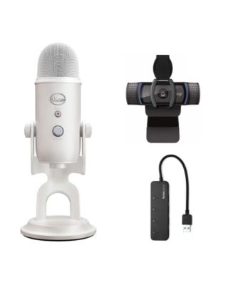 Blue Microphone Yeti USB Microphone (White Mist) with Webcam and 4-Port ...