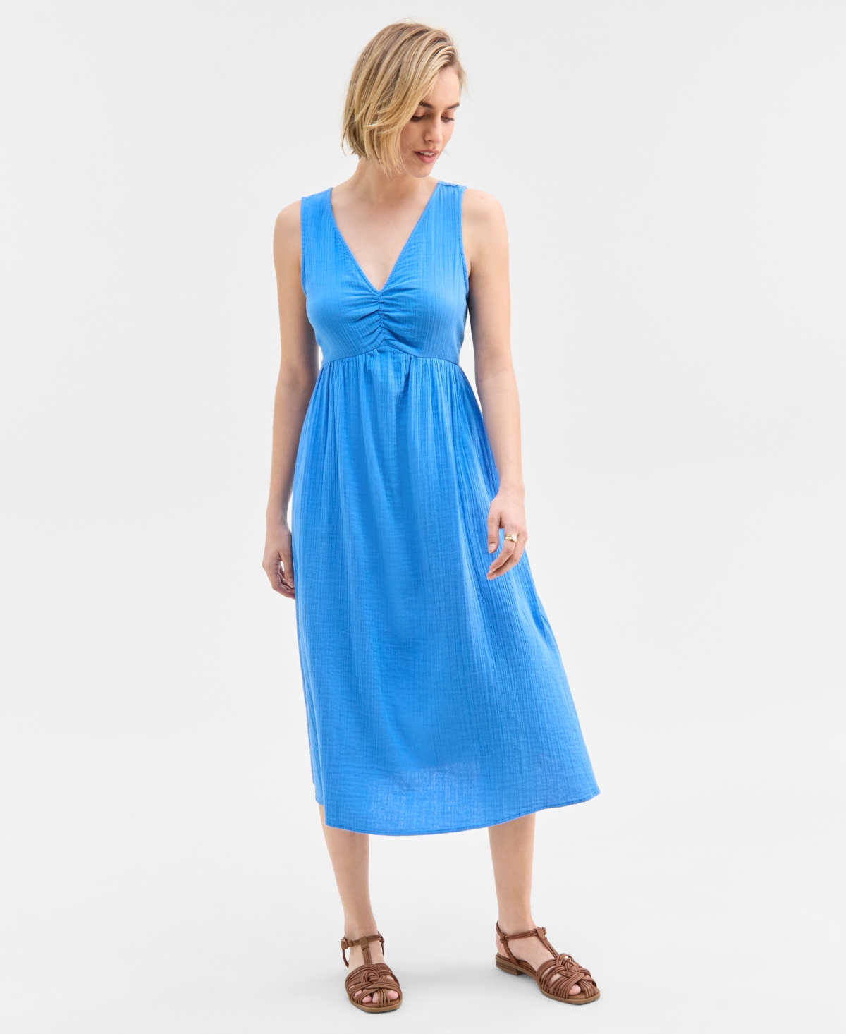 Click here for On 34th Womens Gauze Double V-neck Empire Midi Dre... prices