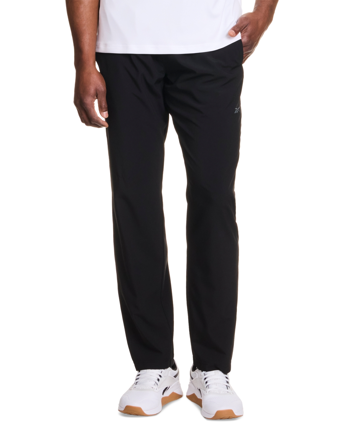 Click here for Reebok Mens Regular-Fit Woven Pants - Black/White prices