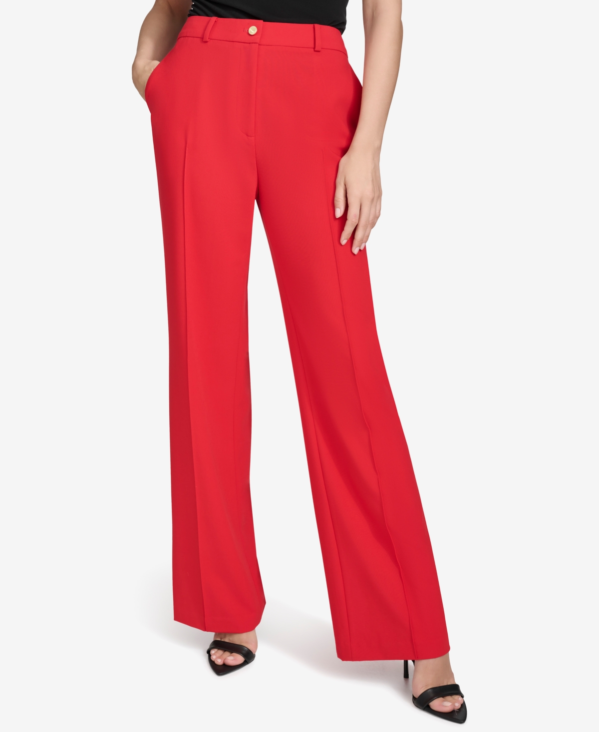 Click here for Halston Womens Straight-Leg Trousers - Red prices