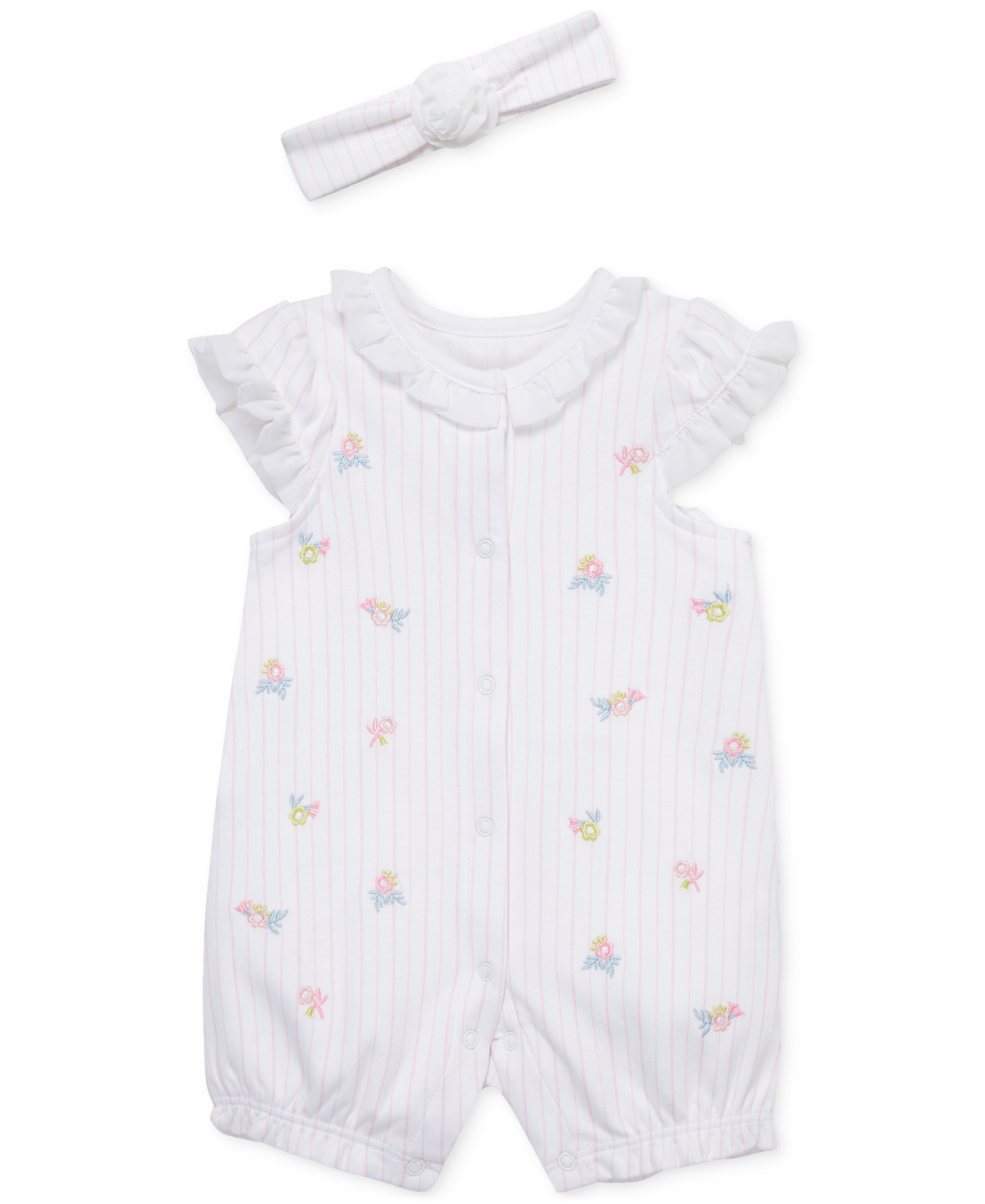 Click here for Little Me Baby Girls 2-Pc. Embroidered Cotton Romp... prices