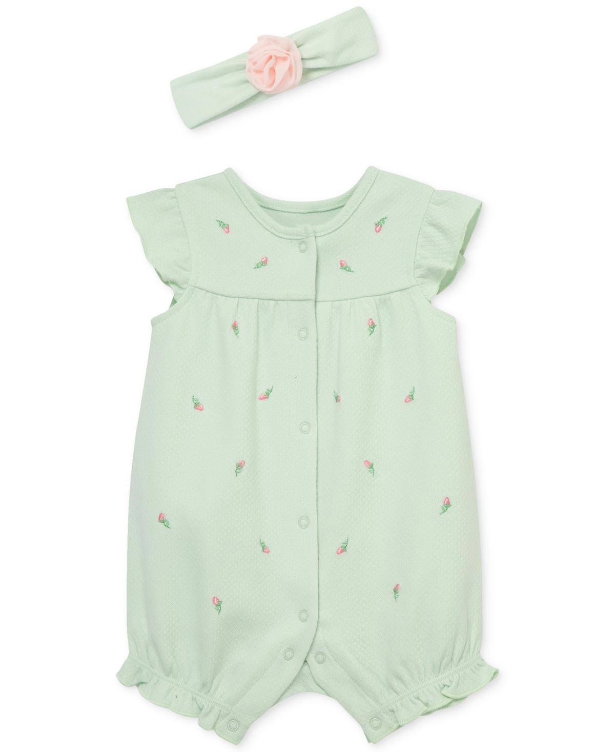 Click here for Little Me Baby Girls 2-Pc. Embroidered Cotton Romp... prices