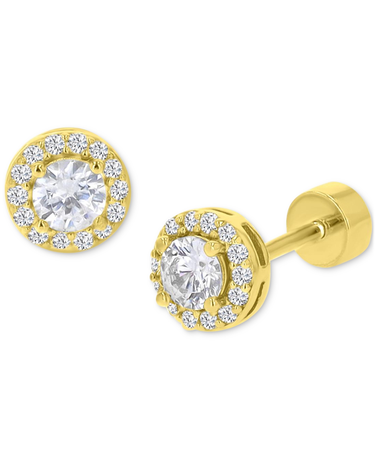 Click here for Cubic Zirconia Halo Screw Back Stud Earrings in 14... prices