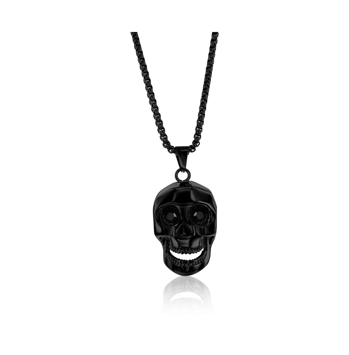 Click here for Stainless Steel Skull Necklace  Black Cz Eyes - Bl... prices