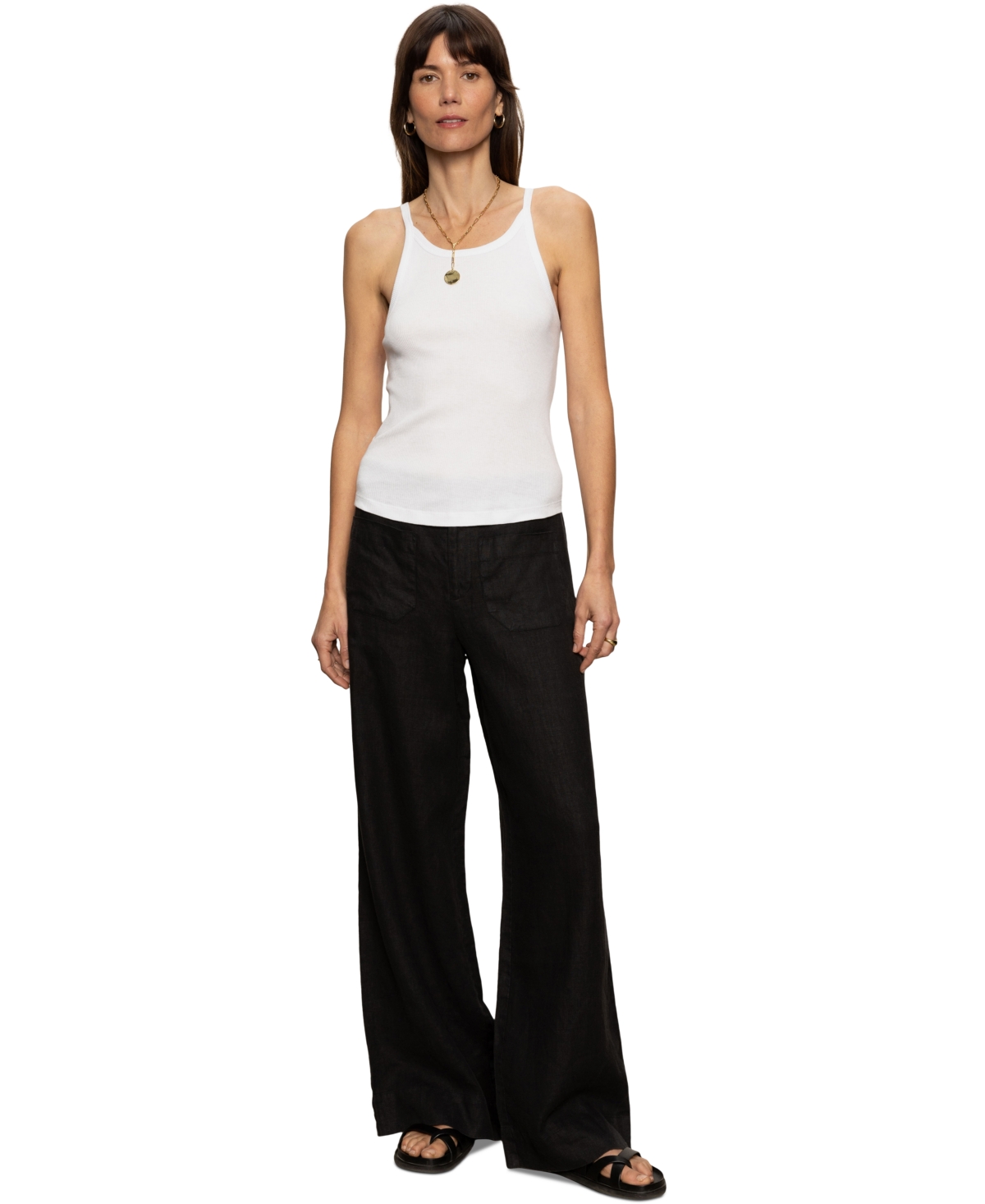 Click here for Sanctuary Womens The Linen Marine Wide-Leg Pants -... prices