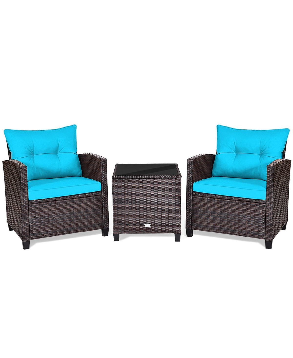 Click here for Gymax 3PCS Outdoor Patio Rattan Conversation Set w... prices