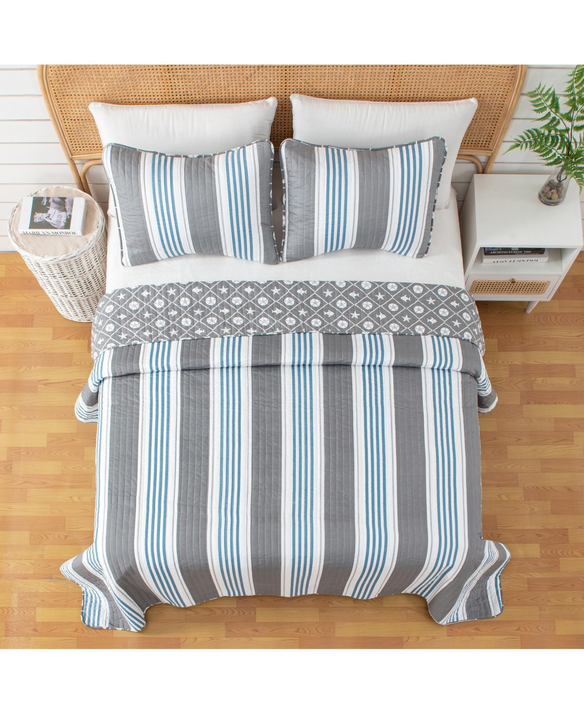 Click here for Linery & Co. Coastal Microfiber Quilt Set With Sha... prices