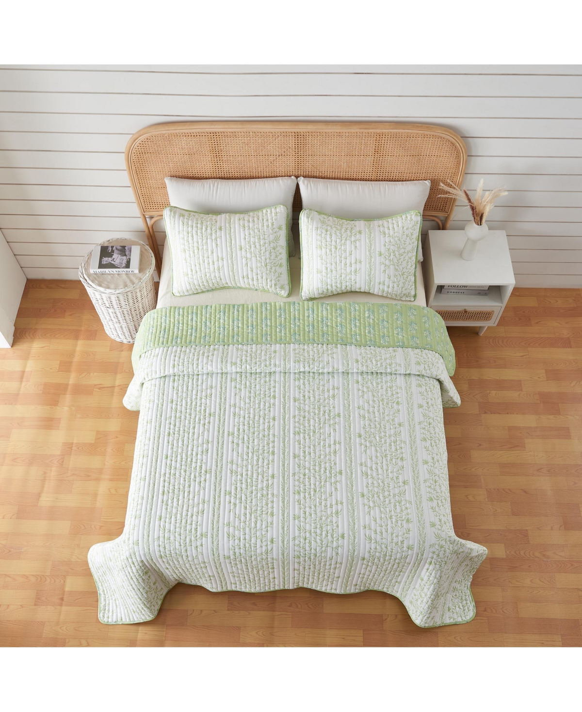 Click here for Linery & Co. Floral Striped Microfiber Quilt Set W... prices