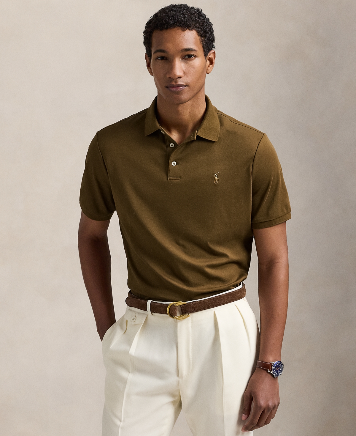 Polo Ralph Lauren Mens Classic Fit Soft Cotton Polo - Nature Brown