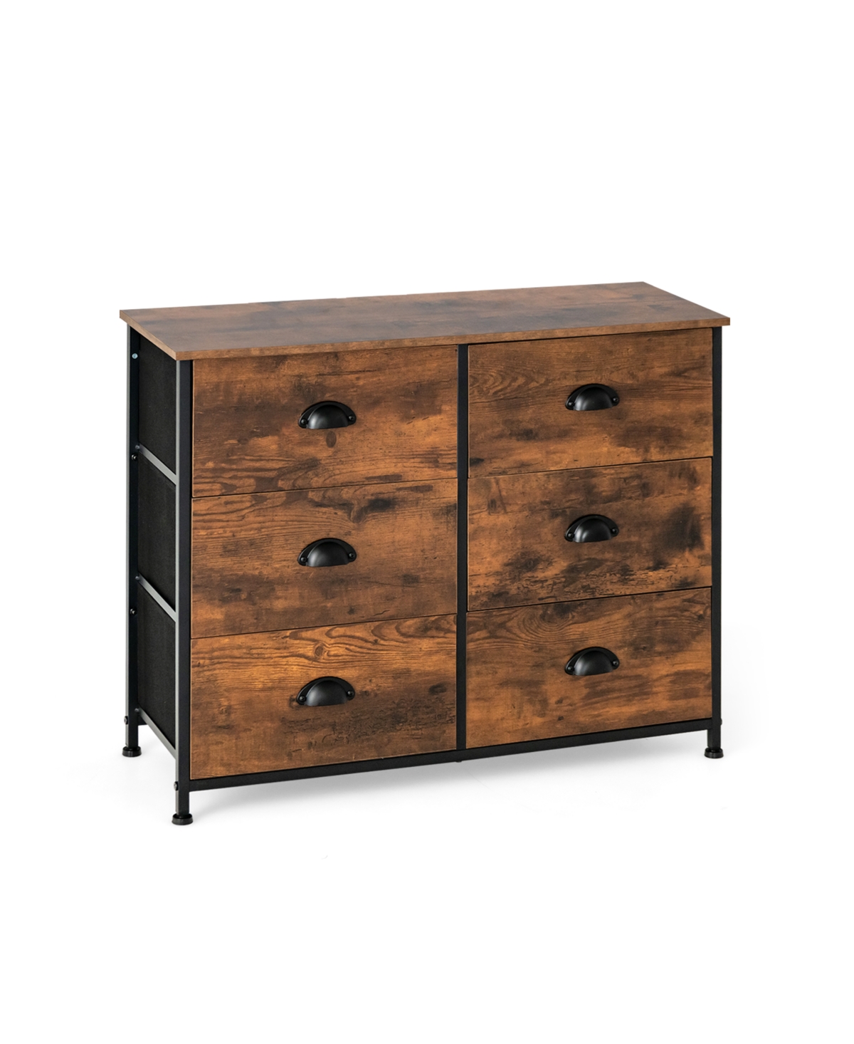 Click here for 6 Fabric Drawer Storage Chest with Wooden Top - Br... prices