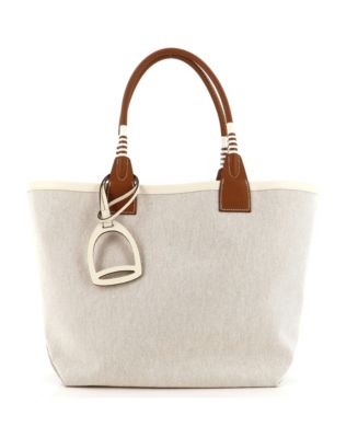 Pre-Owned HERMÉS 28 Sac Steeple Tote Toile with Leather - Macy's