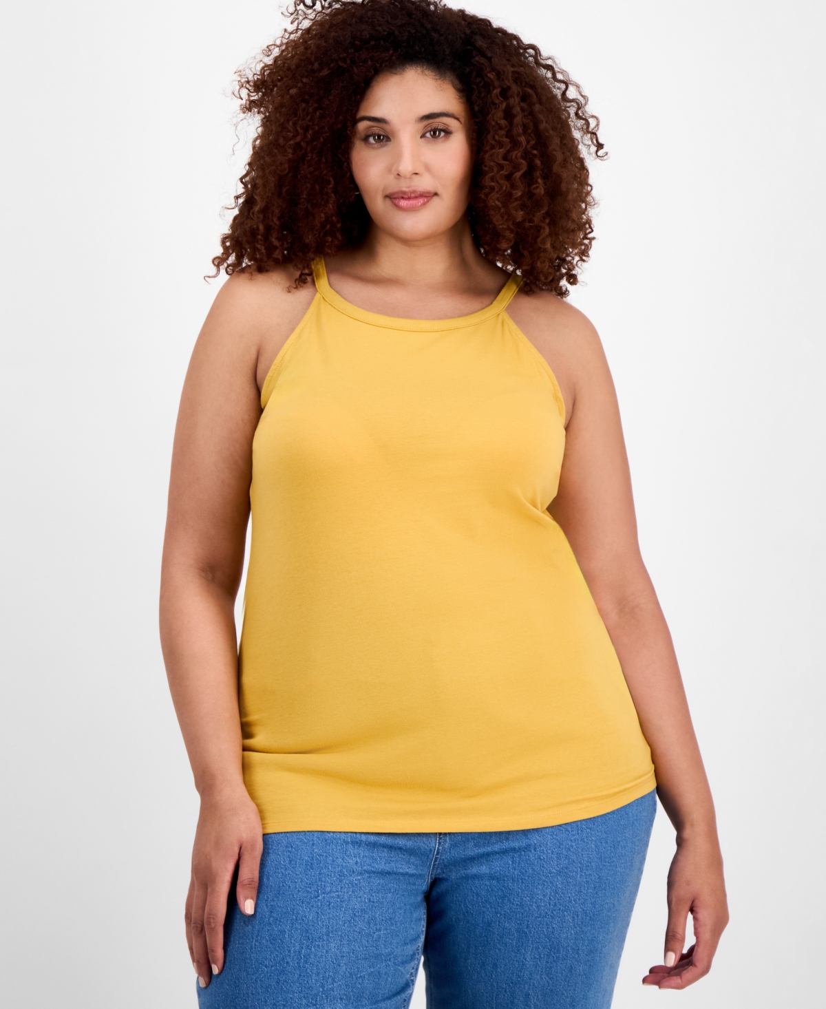 Click here for Aveto Trendy Plus Size Halter Tank Top - Narcissus prices