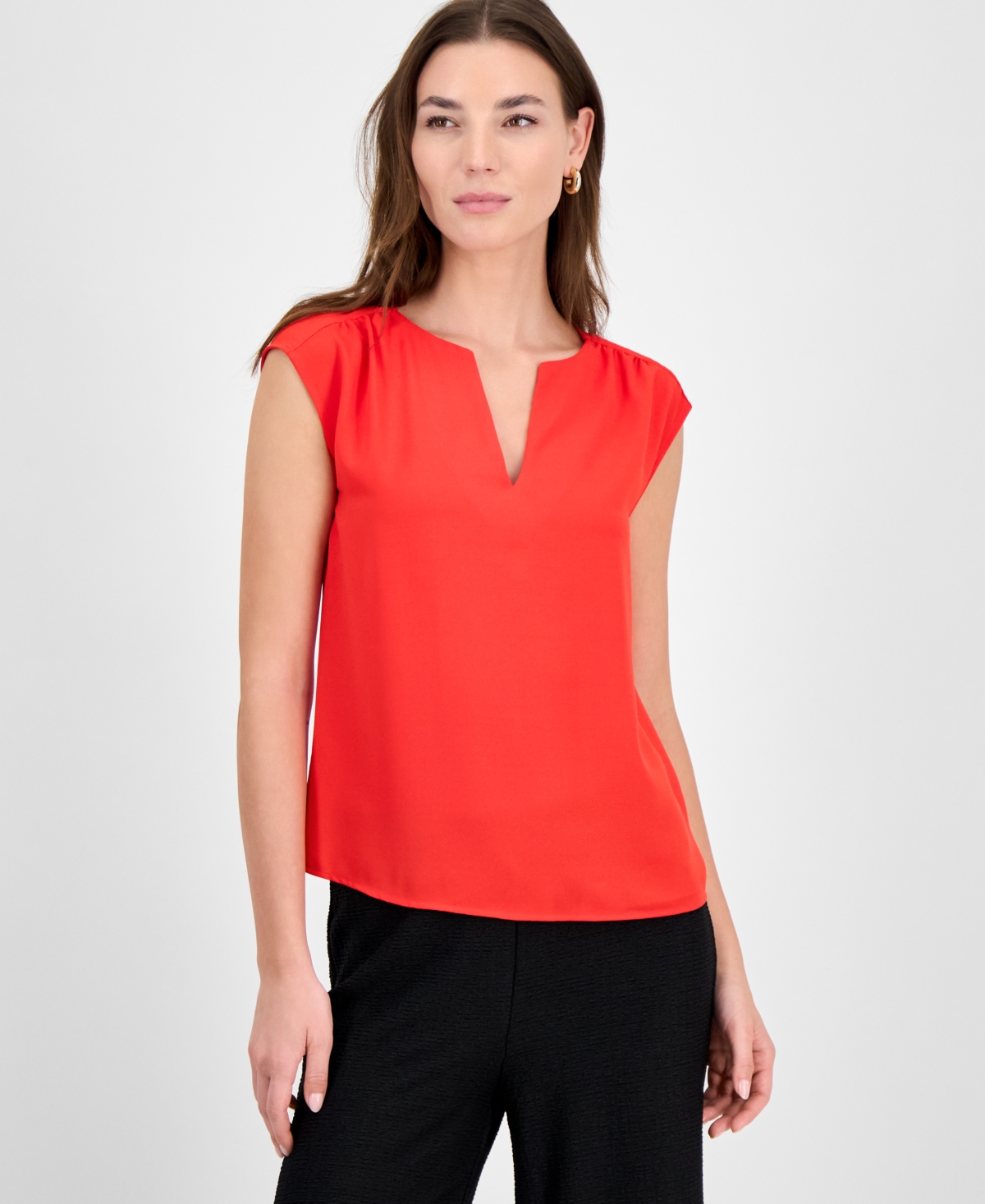 Click here for Bar Iii Womens Split-Neck Sleeveless Top  Exclusiv... prices