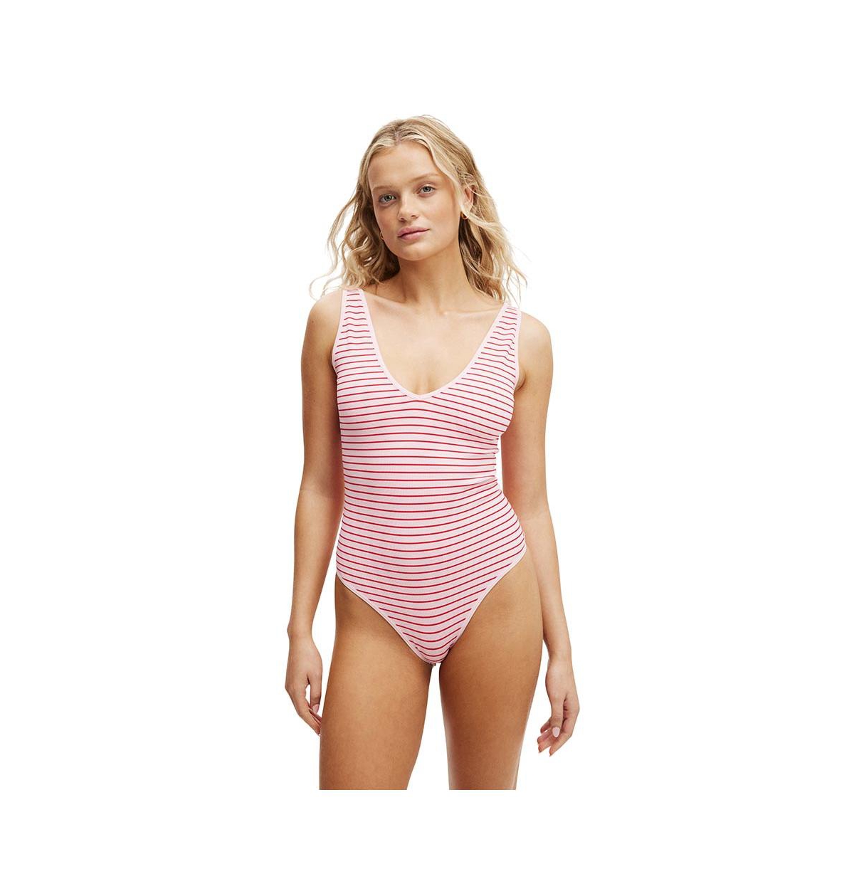 Cotton On Womens Seamless Plunge Bodysuit - French fairytale stripe