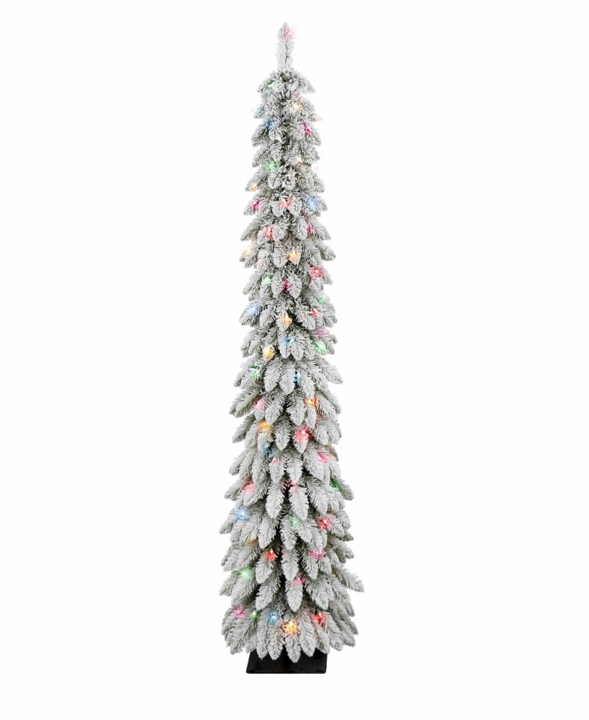 Click here for Puleo 6FT Pre-Lit Flocked Alpine Pencil Tree - Gre... prices