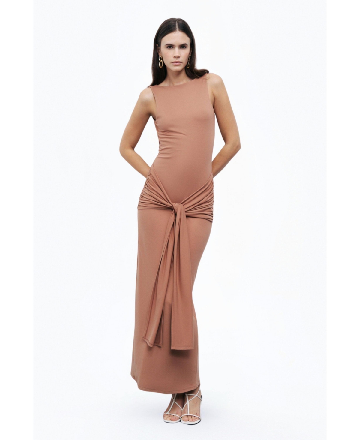 Click here for Nocturne Womens Backless Maxi Dress - Brown prices