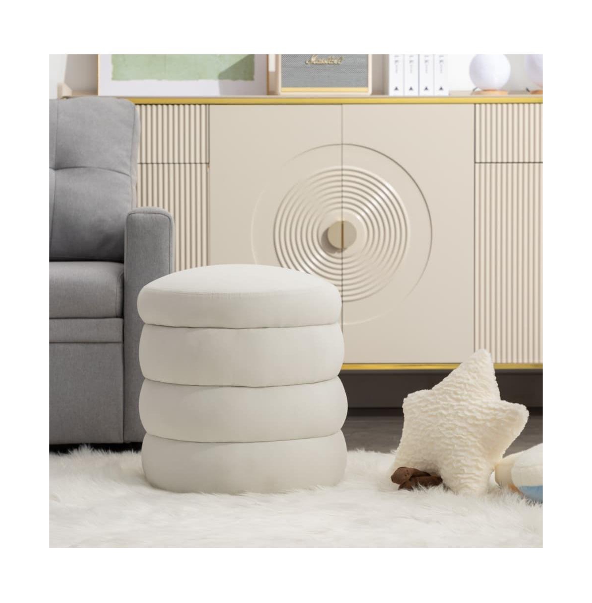 Click here for Velvet Upholstered Round Ottoman  Soft Footrest St... prices