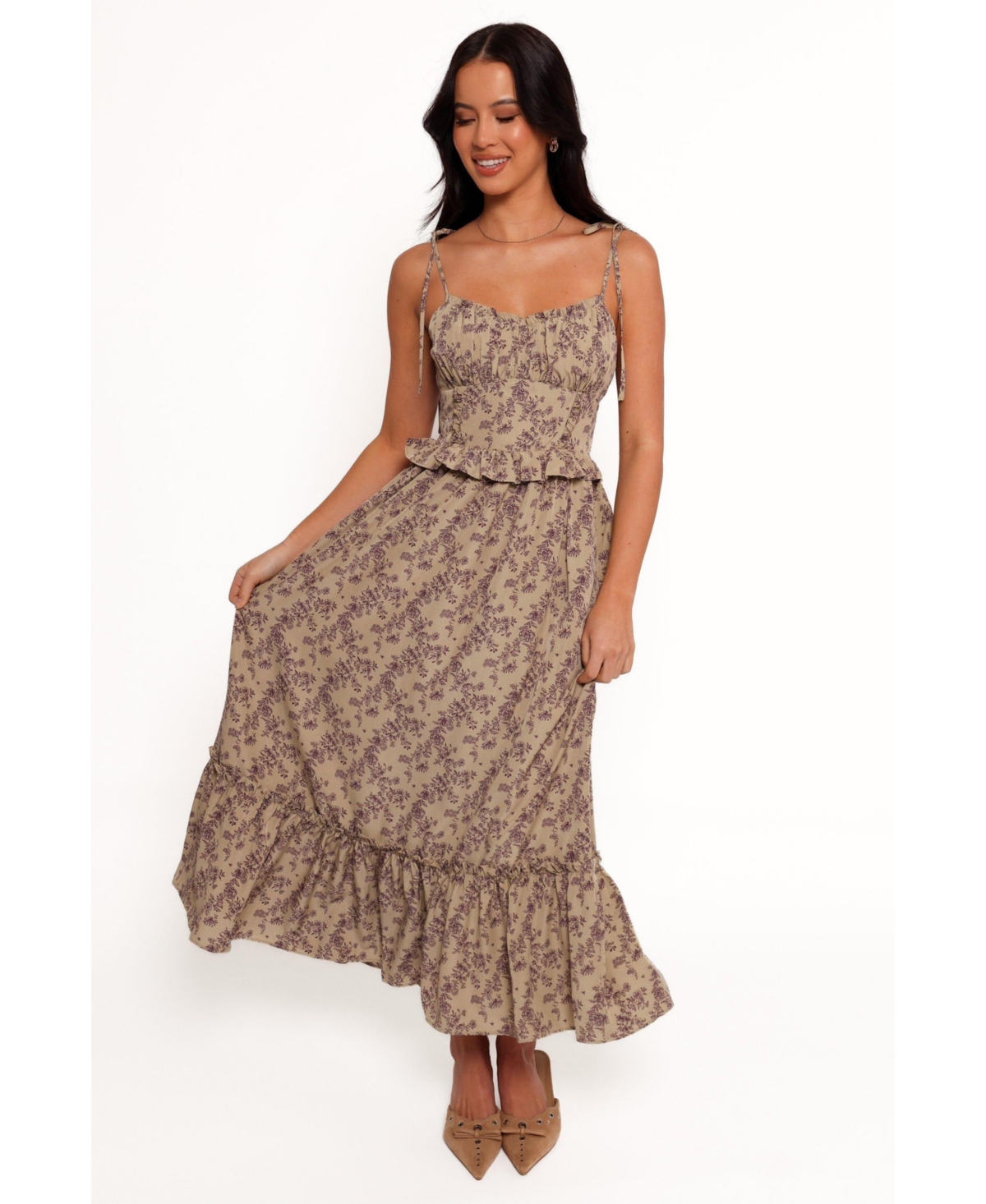 Click here for Petal and Pup Womens Karie Midi Dress - Olive/dark... prices