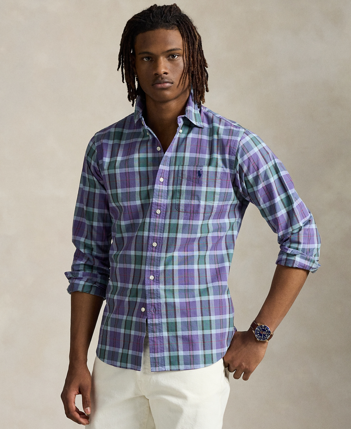 Click here for Polo Ralph Lauren Mens Classic-Fit Plaid Oxford Sh... prices