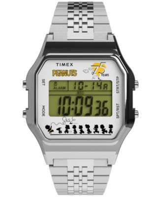 Timex Men's Quartz Digital Silver-Tone Stainless Steel Watch, 34mm - Macy's