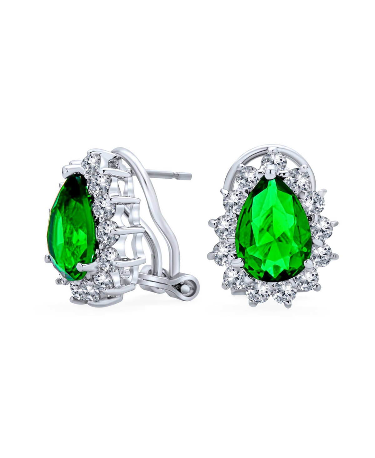 Click here for Bling Jewelry Halo Teardrop Cz Stud Earrings with... prices