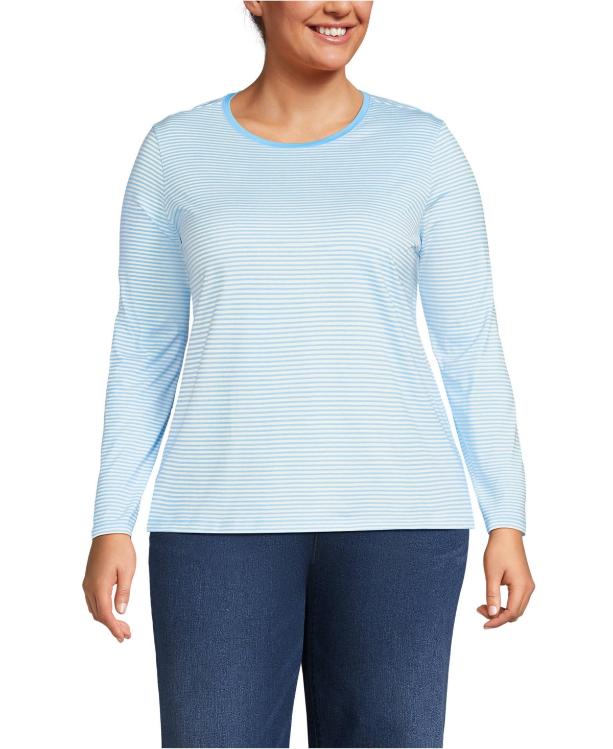 Click here for Lands End Plus Size Relaxed Supima Cotton Long Sle... prices