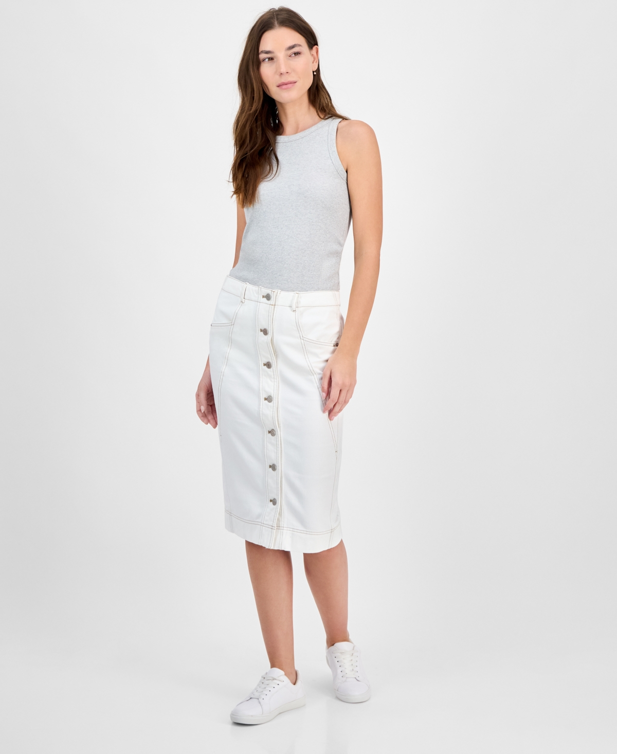 Click here for Boss Orange Womens Button-Front Denim Pencil Skirt... prices