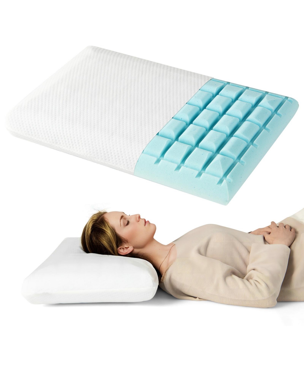Click here for Set of 2 Gel Memory Foam Pillow 3D Cutting Air Flo... prices
