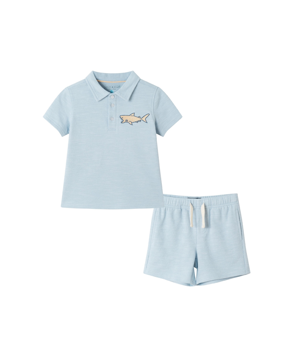Andy & Evan Toddler Boys Toddler/Child Lt Blue Textured Polo and Shorts Set - Light blue