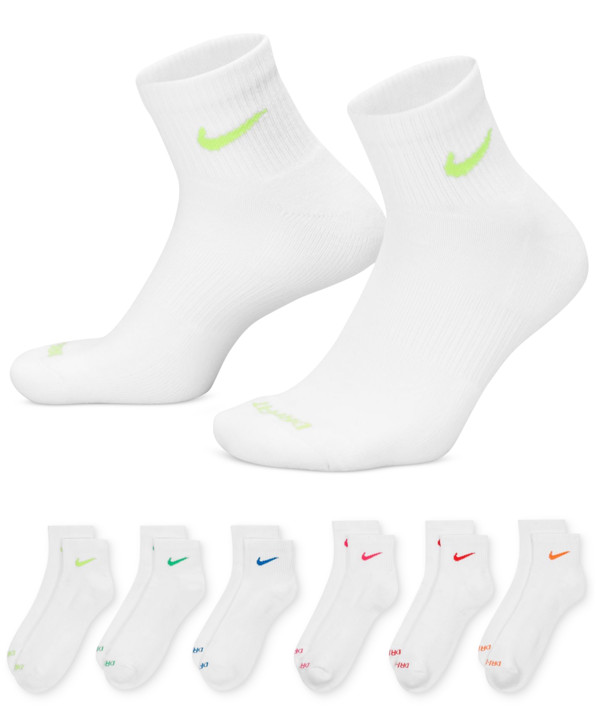 Click here for Nike Unisex 6-Pack Dri-fit Ankle Socks - White prices