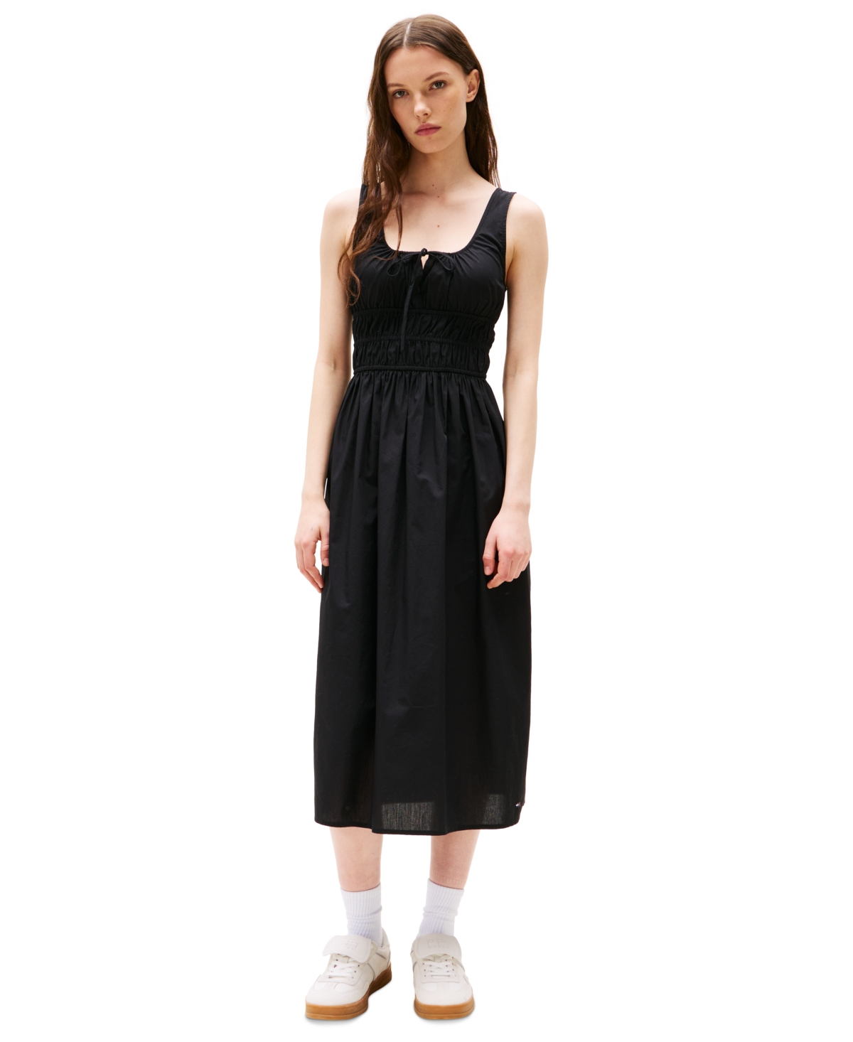 Click here for Tommy Jeans Womens Cotton Smocked-Waist Midi Dress... prices