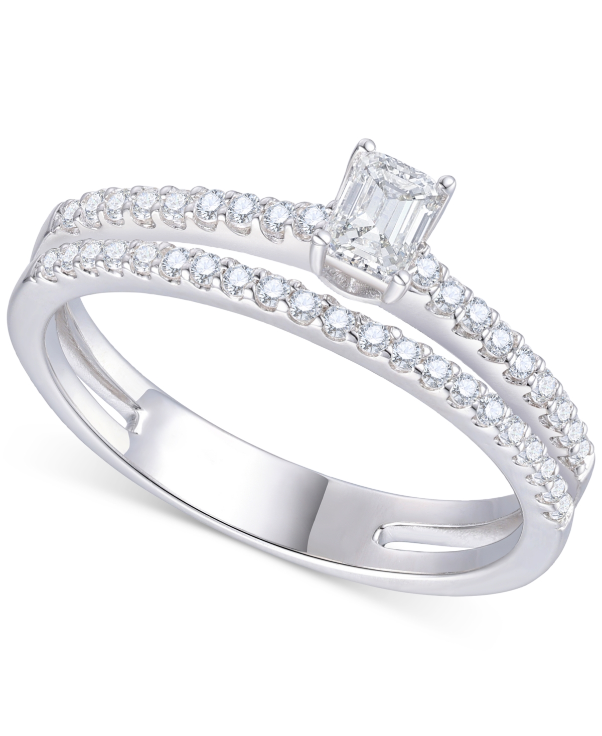 Click here for Diamond Emerald Cut Double-Row Engagement Ring (1/... prices