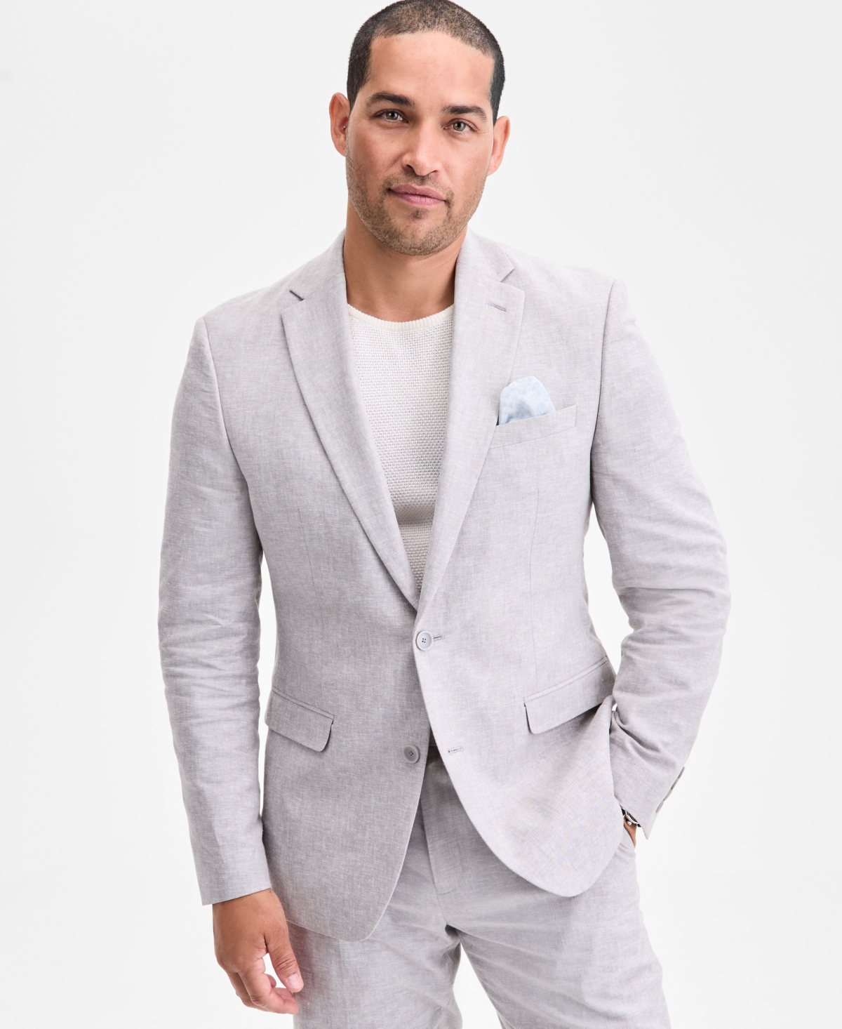 Click here for Bar Iii Mens Slim-Fit Linen Suit Separate Jacket... prices