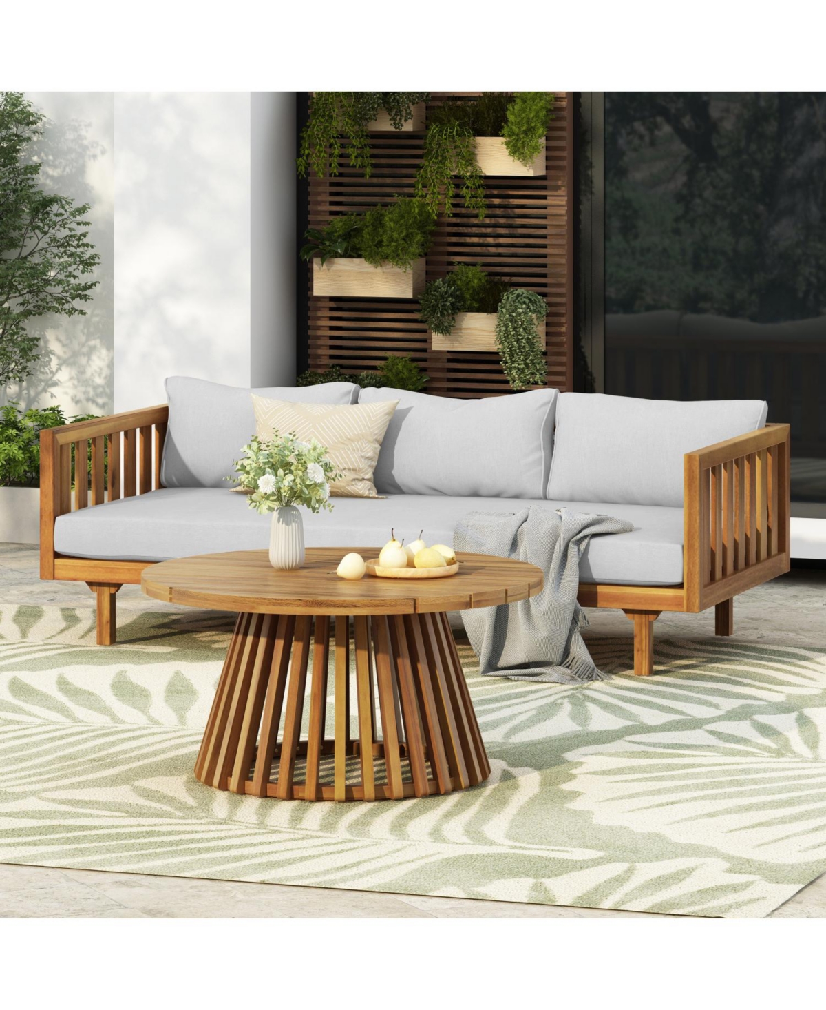 Click here for Streamdale Acacia Wood 3-Seater Daybed & Coffee Ta... prices