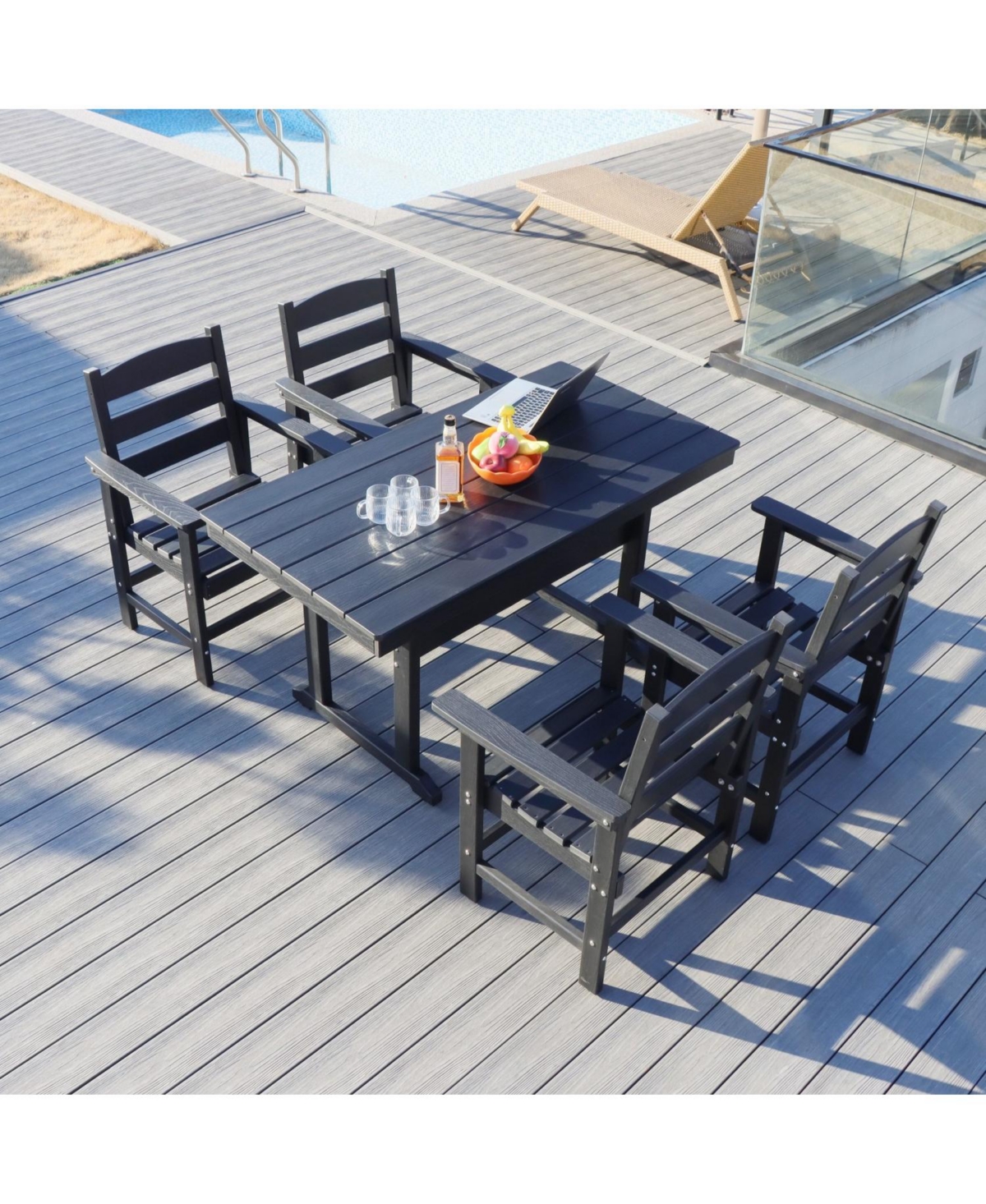 Click here for Streamdale 5-Piece Hdpe Patio Dining Set (Black)... prices