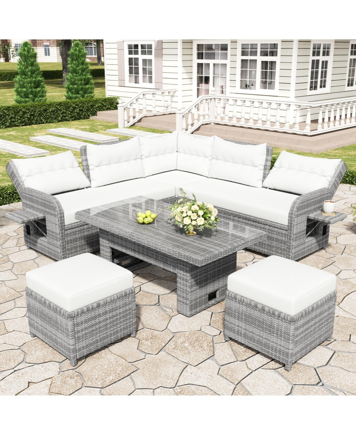 Click here for Streamdale Patio Rattan Furniture Set  Adjustable... prices