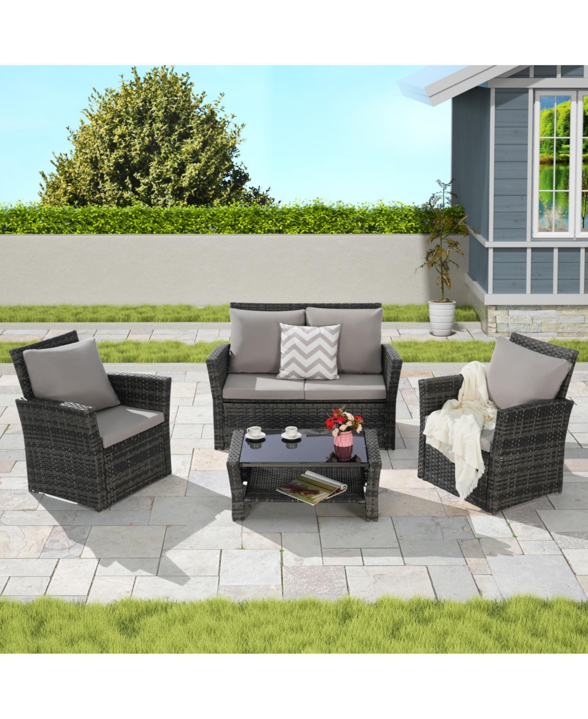 Click here for Streamdale 4-Piece Outdoor Patio Furniture Set  Ra... prices